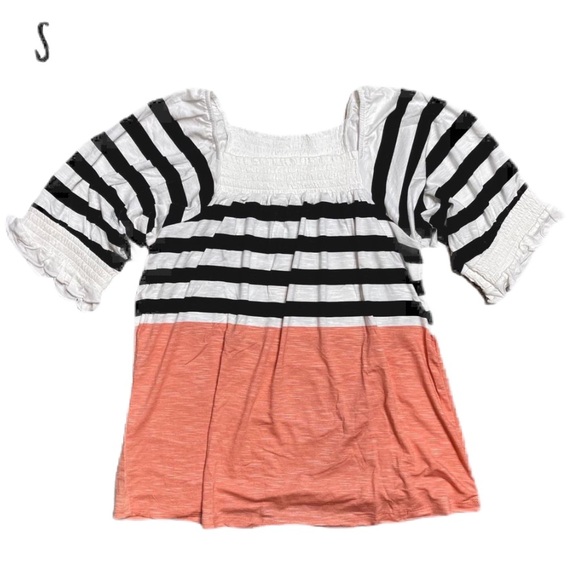 LuLaRoe | Tops | Lularoe Lily Peasant Top Prank With Bw Stripes 617 ...